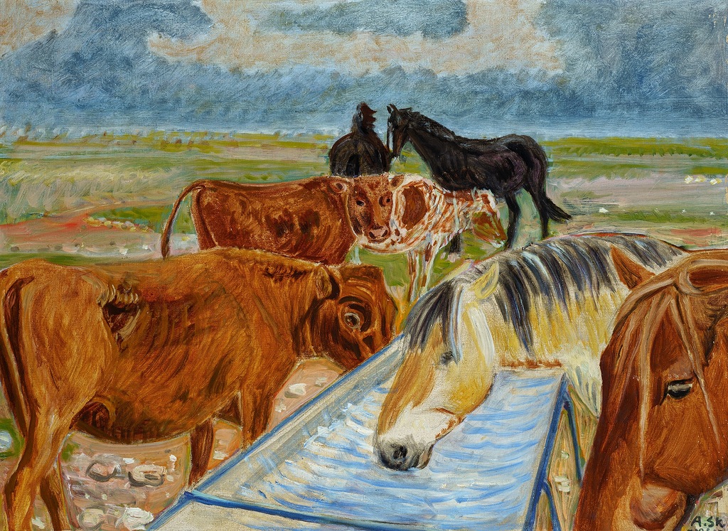 KONIE I KROWY STARY OBRAZ OLEJNY NA PŁÓTNIE CENNY - 15145224141 ...