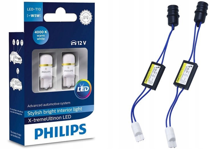 PHILIPS W5W LED X-treme 2x Żarówka 4000K CAN-BUS - 9882735299 ...