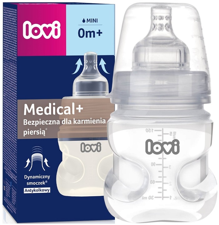 LOVI BUTELKA 150ml Medical+ ze smoczkiem 0m+ - 13365671153 - oficjalne archiwum Allegro