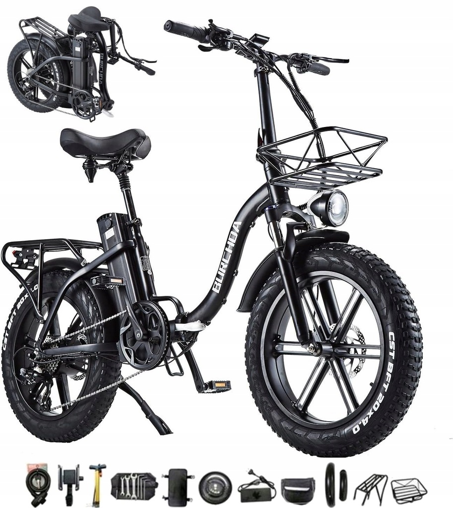 Electric Vehicles składany - BURCHDA R8V - 20"x4" 48V 20Ah 80-130KM ...