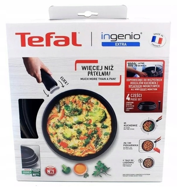 Zestaw PATELNI Tefal Ingenio Extra rączka 22 24 26 - 12944446260 - oficjalne archiwum Allegro