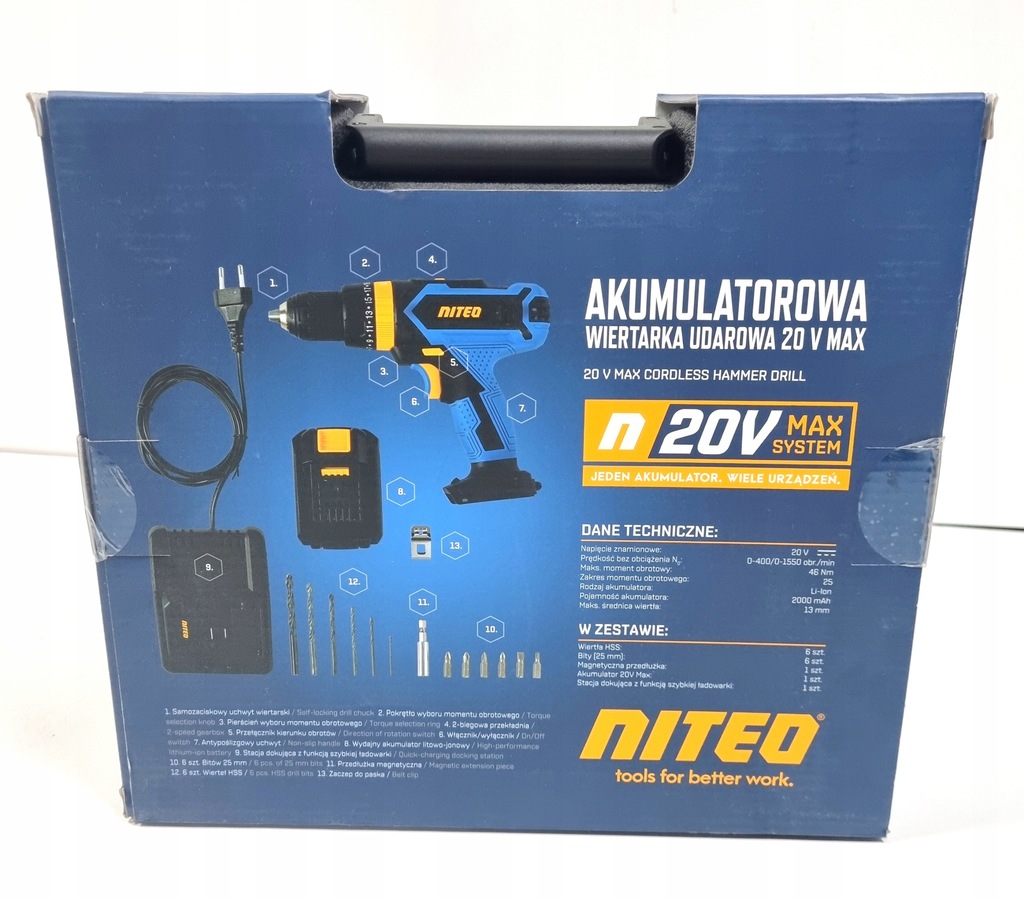 WKRĘTARKA AKUMULATOROWA NITEO TOOLS 20V - 12596159683 - oficjalne archiwum Allegro