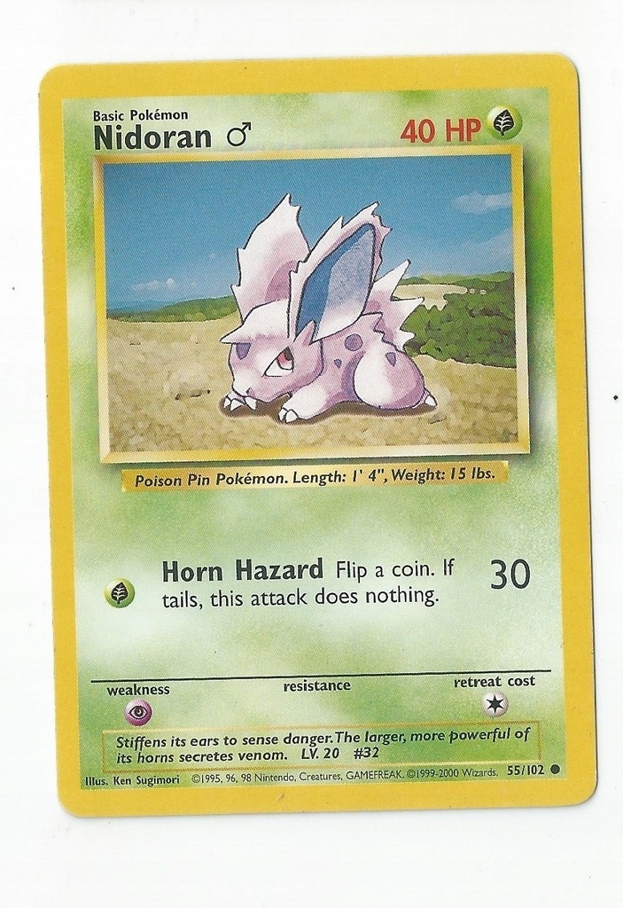 Karta Pokemon Nidoran 1995 oryginał 55/102 - 12586634372 - oficjalne ...