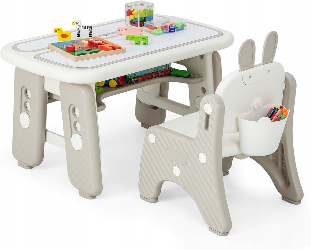 Children's table with chair, height adjustable seating set ...