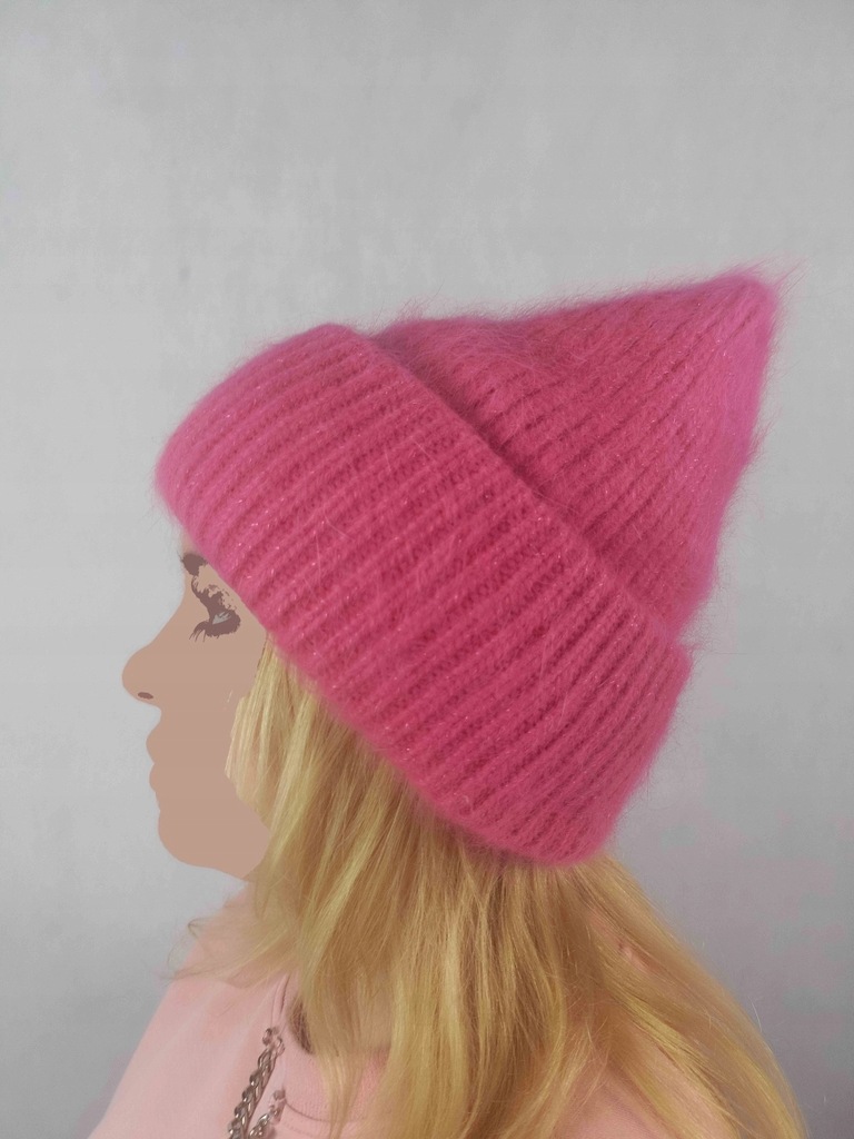 Przepiękna Czapka Damska z Angory - FUKSJA - 12966583176 - oficjalne ...