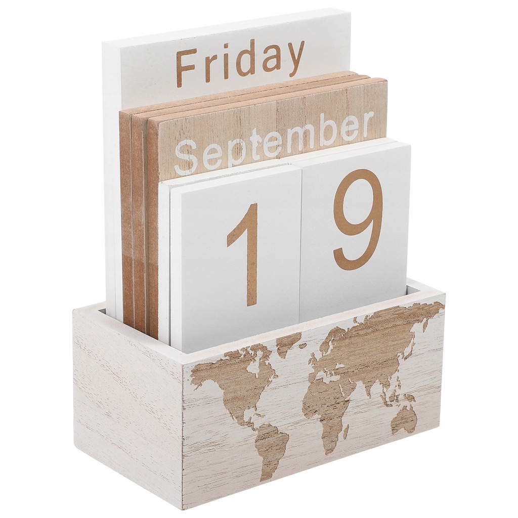 World Map Wood Calendar Office Perpetual Calendar - 14906721270 ...
