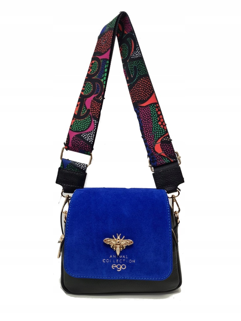 Torebka listonoszka skóra naturalna Ego niebieska - 12523473361 - oficjalne archiwum Allegro