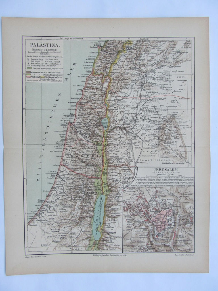 PALESTYNA i JEROZOLIMA mapa 1909 r. - 12561427304 - oficjalne archiwum ...