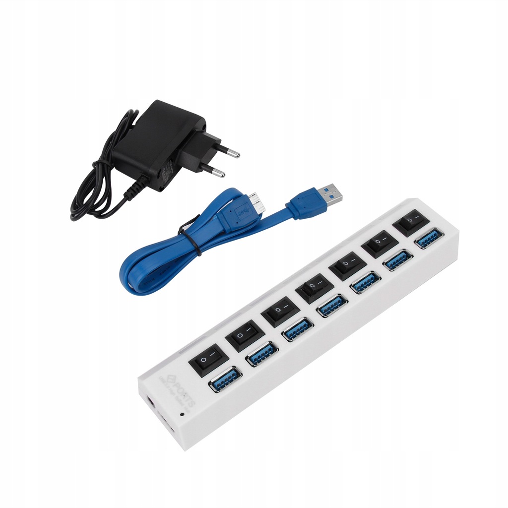 AKTYWNY HUB USB 3.0 ROZDZIELACZ 7 PORTÓW 5GB/s - 10925540496 ...