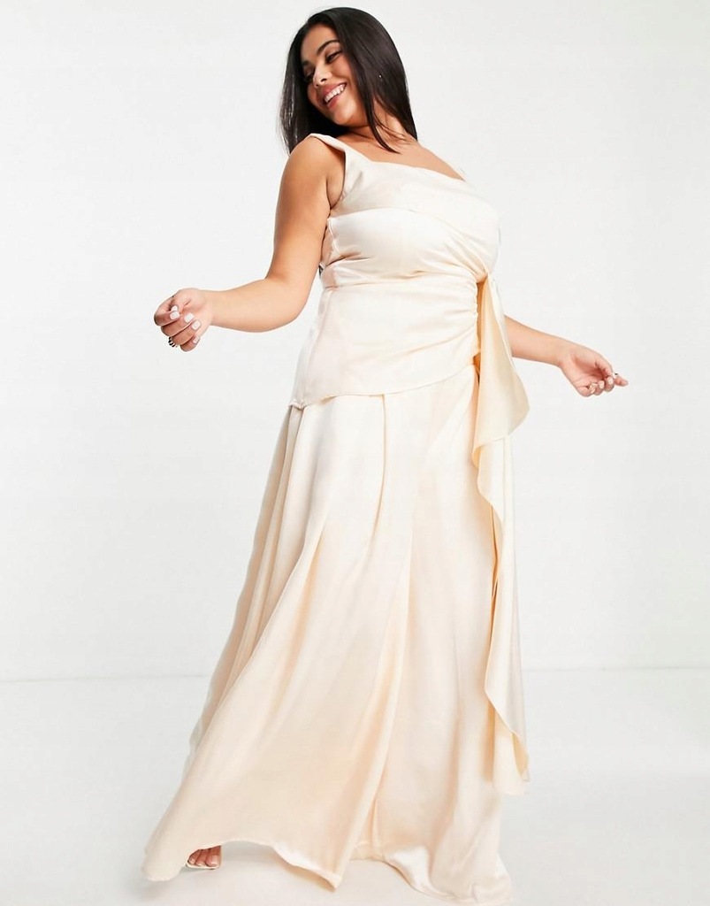 E29G003 SATYNOWE SZEROKIE SPODNIE YAURA PLUS 48 - 13410896075 - oficjalne archiwum Allegro