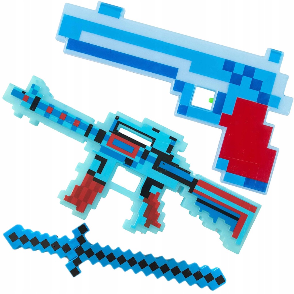 MINECRAFT ZESTAW MIECZ ŚWIETLNY KARABIN PISTOLET - 12975020905 ...