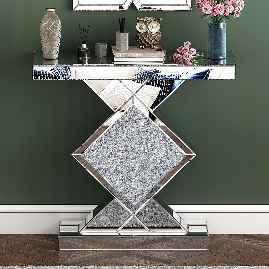 Silver Console Table Mirrored 29 x 76 x 80cm - 13964555053 - oficjalne archiwum Allegro