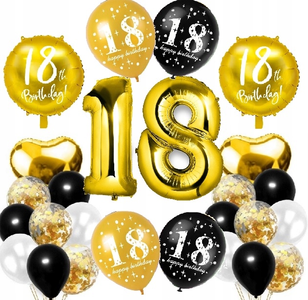 Zestaw Dekoracja Osiemnastka Na Urodziny 18 Balony - 7889690193 - oficjalne archiwum Allegro