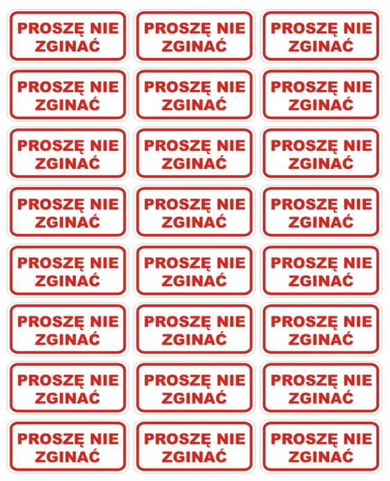 NAKLEJKA ETYKIETA SAMOPRZYLEPNA NIE ZGINAĆ - 10800135293 - oficjalne ...