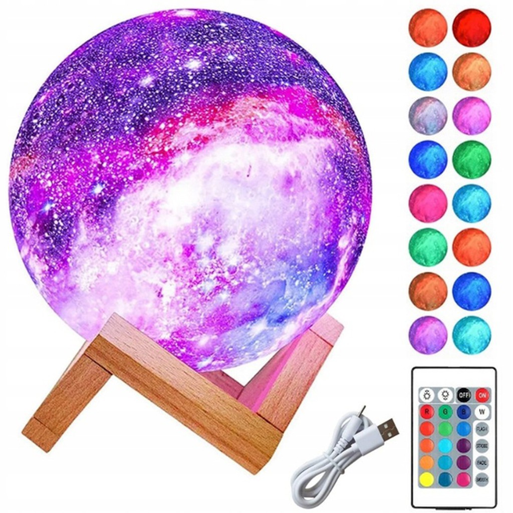 LAMPKA NOCNA KSIĘŻYC 3D USB MOON LIGHT 15CM RGB - 12097238085 ...