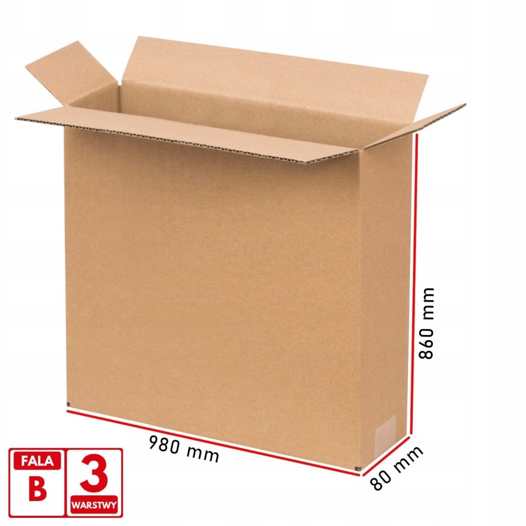 Pudełko kartonowe FEFCO 0203 3-warstwowy 980x80x86 - 9158433445 ...
