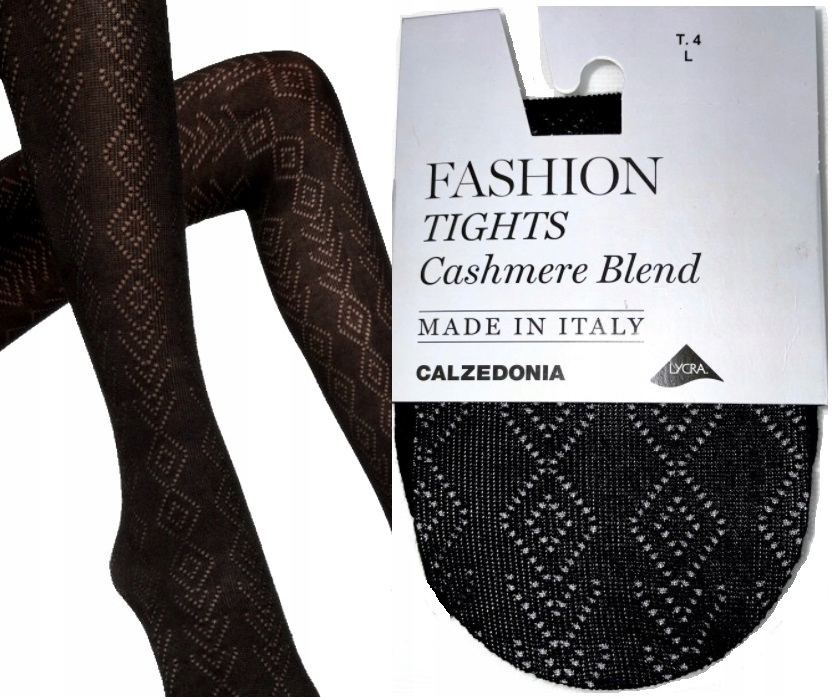 CALZEDONIA rajstopy KASZMIR ciepłe wzór 100den 4 L - 11858346738 ...