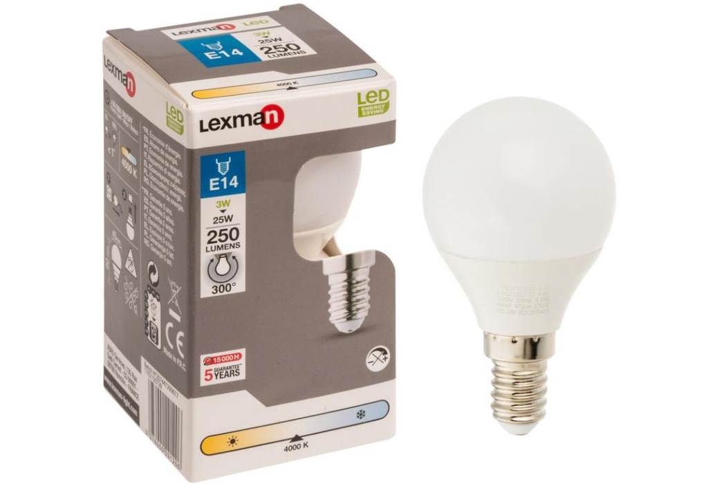 Żarówka LED E14 3W 250lm LEXMAN BARWA NEUTRALNA - 7034860002 ...
