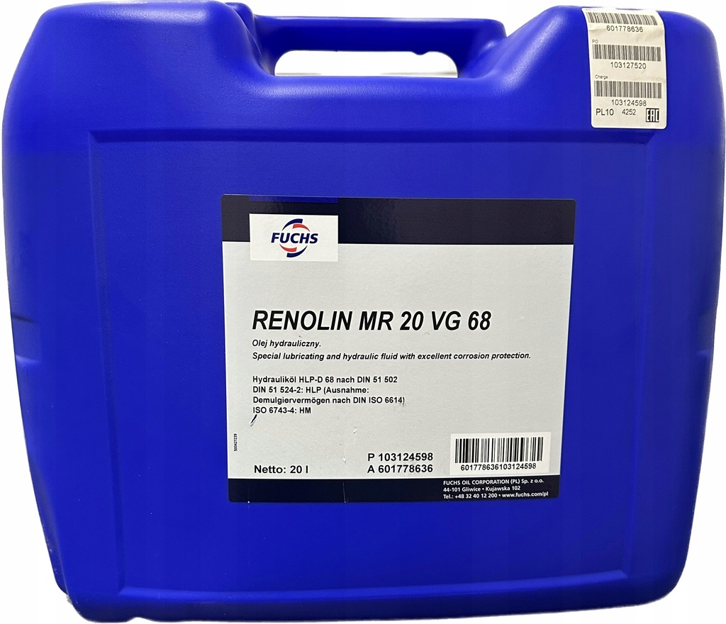 FUCHS Renolin B 20 VG68 - 20L - 15166974684 - oficjalne archiwum Allegro