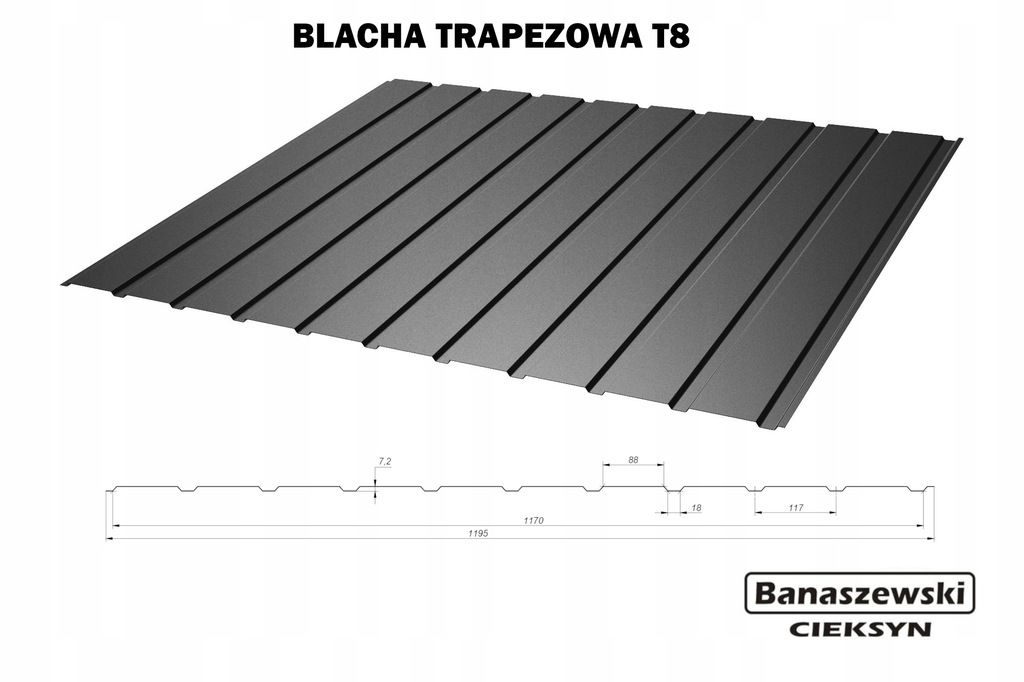 Blacha trapezowa T8 - Blachotrapez MAZOWIECKIE - 7836188876 - oficjalne archiwum Allegro