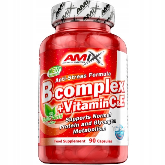 AMIX WIT B-COMPLEX FORTE + WITAMINA C E 90 KAPS - 11957562957 - oficjalne archiwum Allegro