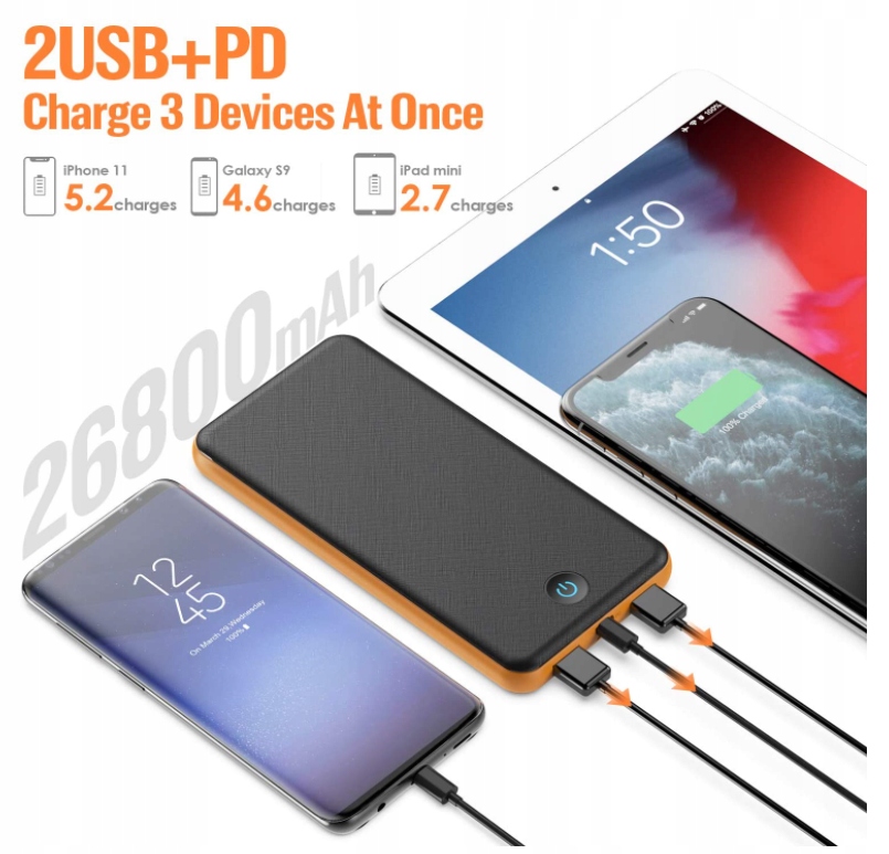 VOOE 26800mAh POWERBANK 2x USB 3.0 18W PD QC3.0 - 11922108264 ...