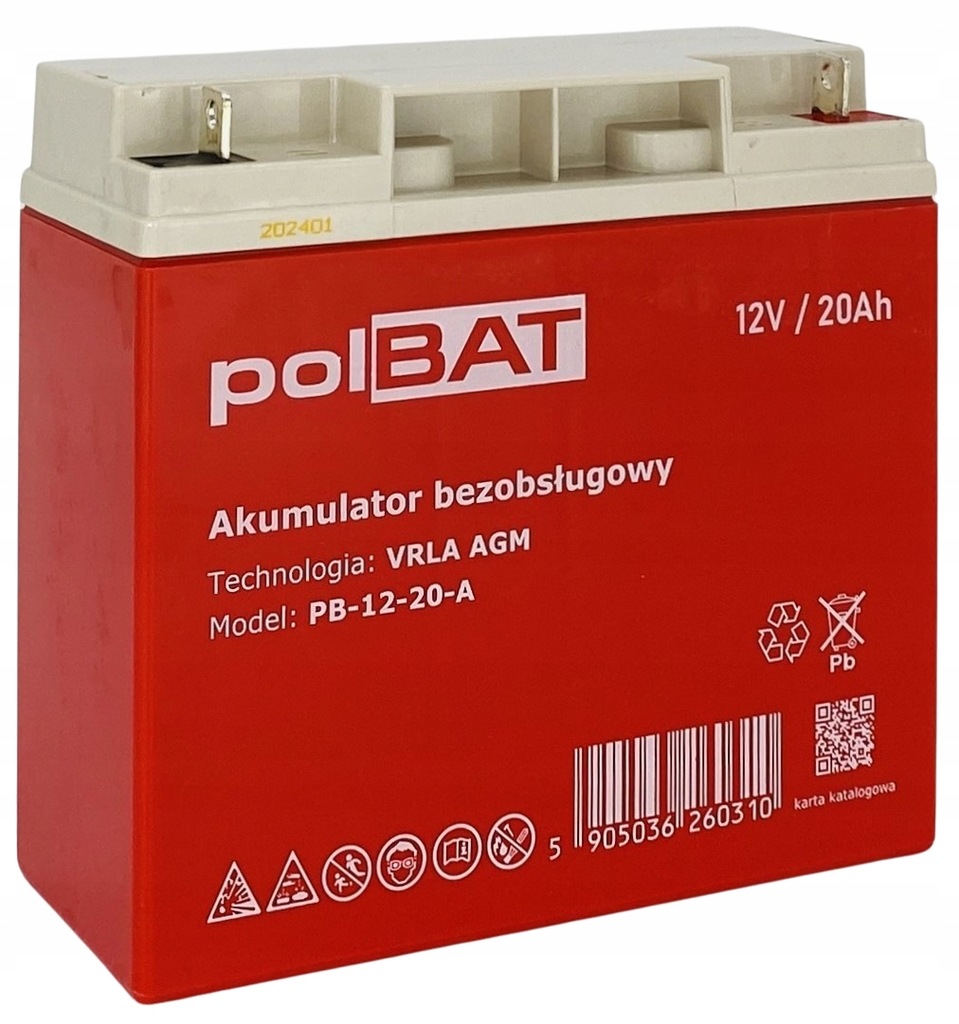 AKUMULATOR VRLA AGM 12V 20Ah POLSKA MARKA BEZOBSŁUGOWY (wymiar 17Ah/18Ah) - 14998008201 ...