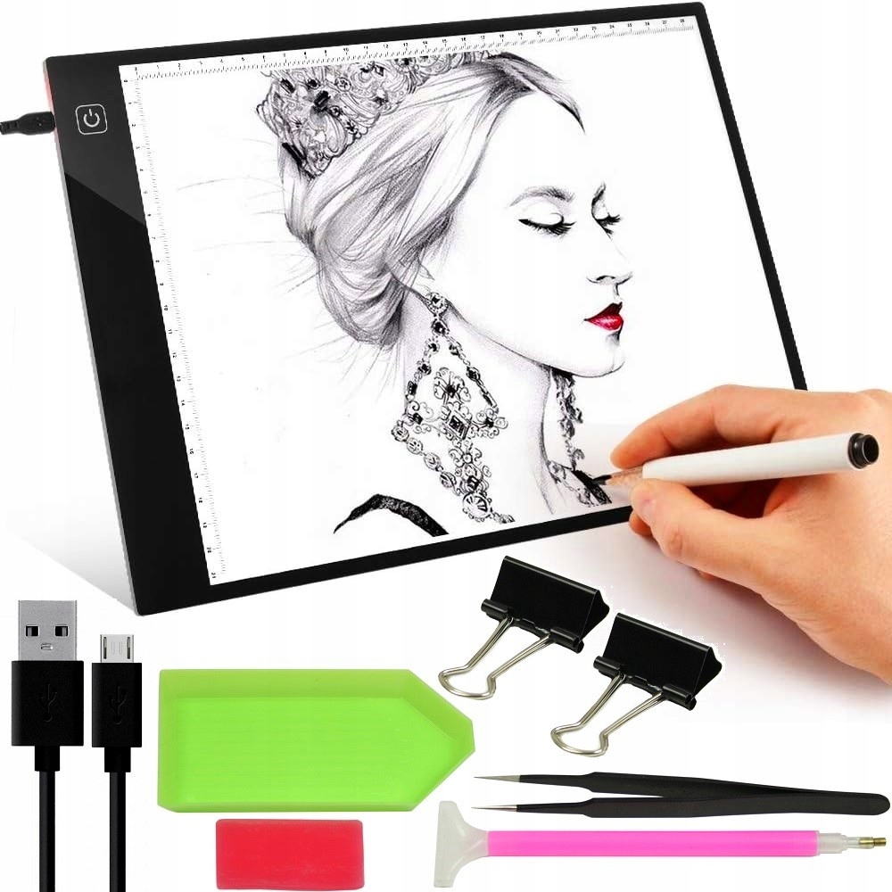 DESKA KREŚLARSKA TABLET DO RYSOWANIA TABLICA LED A4 PODŚWIETLANA ...