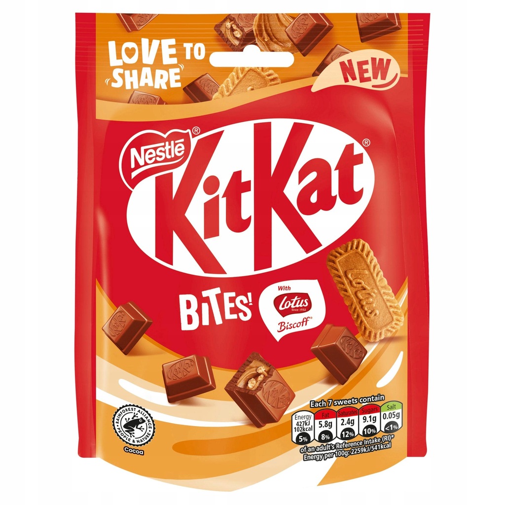 KitKat Bites Lotus Biscoff Mini Ciastka z Kremem Ciasteczkowym 90g ...