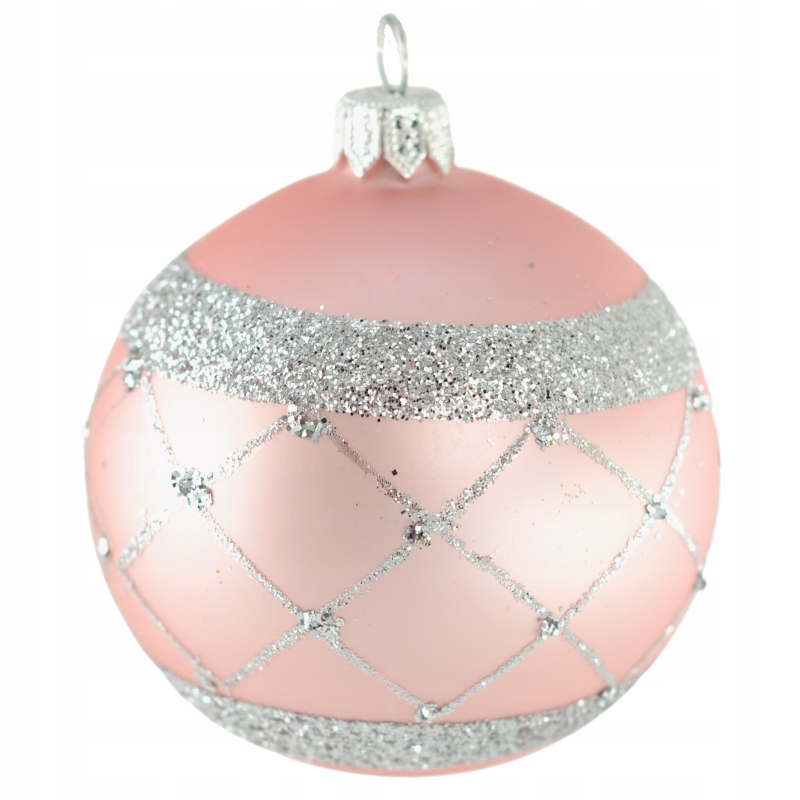 Bombki różowe srebrna krata mat 6 szt. SACO - 12842600754 - oficjalne ...