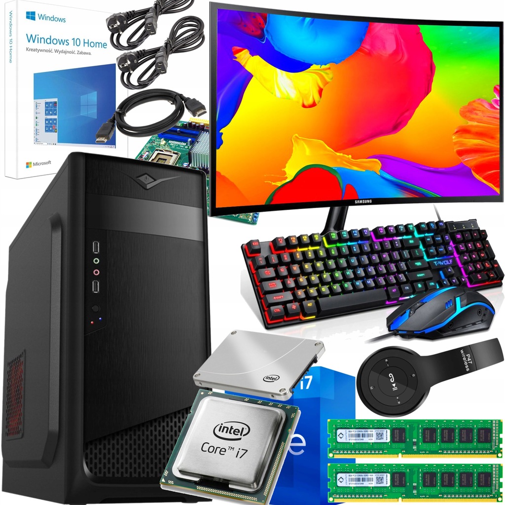 MOCNY KOMPUTER CORE I7 4X 3,9GHZ 16GB WIN10 ZESTAW - 12745689848 ...