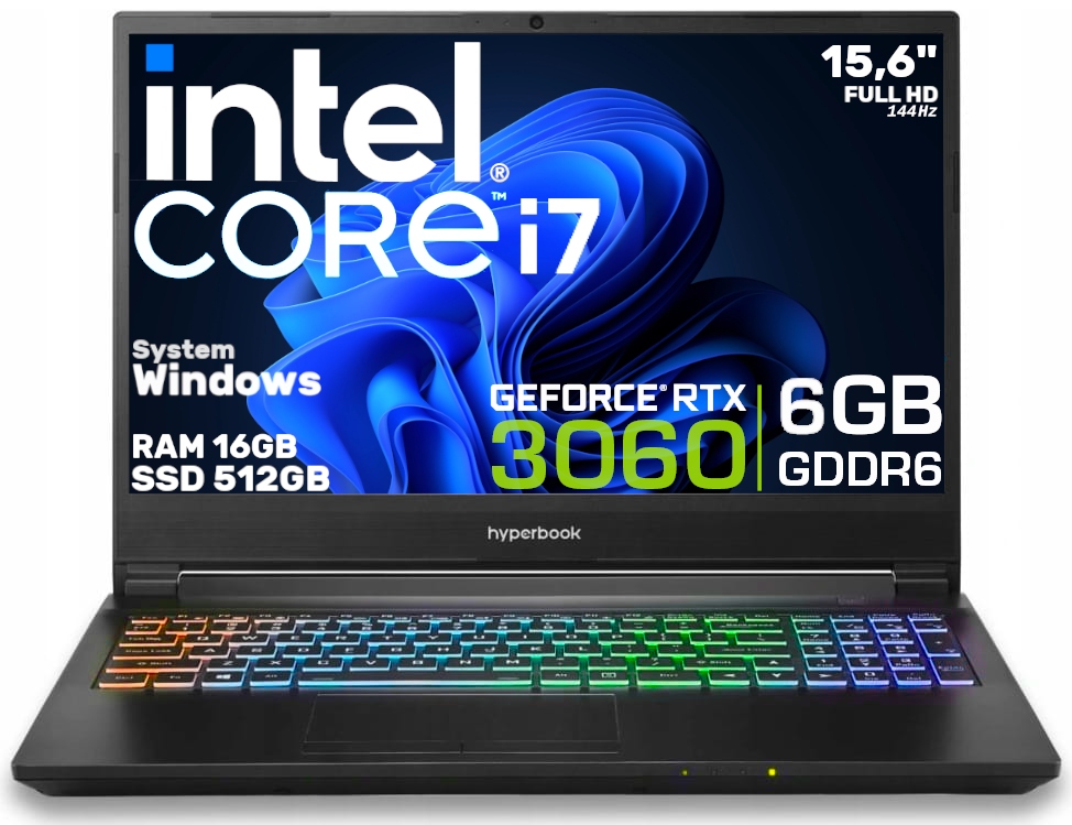 LAPTOP GAMINGOWY I7 RTX3060 16GB 512GB SSD 144HZ - 13487486102 - oficjalne archiwum Allegro
