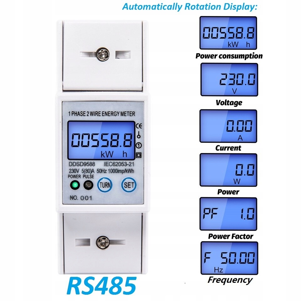 RS485 AC 230V 5-80A Electric Energy Meter Digital - 12528497747 ...