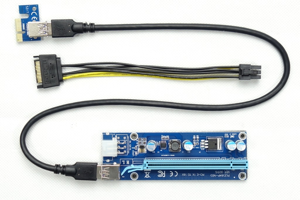 Riser PCI-E 1x - 16x USB 3.0 SATA 6-PIN ver 009s - 7038942019 ...