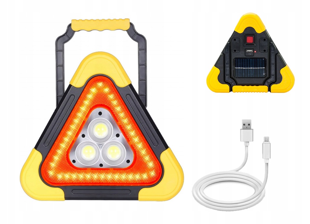 HALOGEN PRZENOŚNY LAMPA SOLAR LED USB OSTRZEGAWCZY - 7764551342 ...