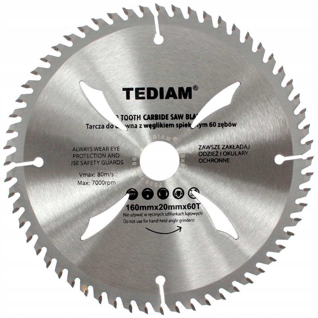 Tarcza widiowa do drewna widia 160x20 T60 TEDIAM - 11888971417 - oficjalne archiwum Allegro