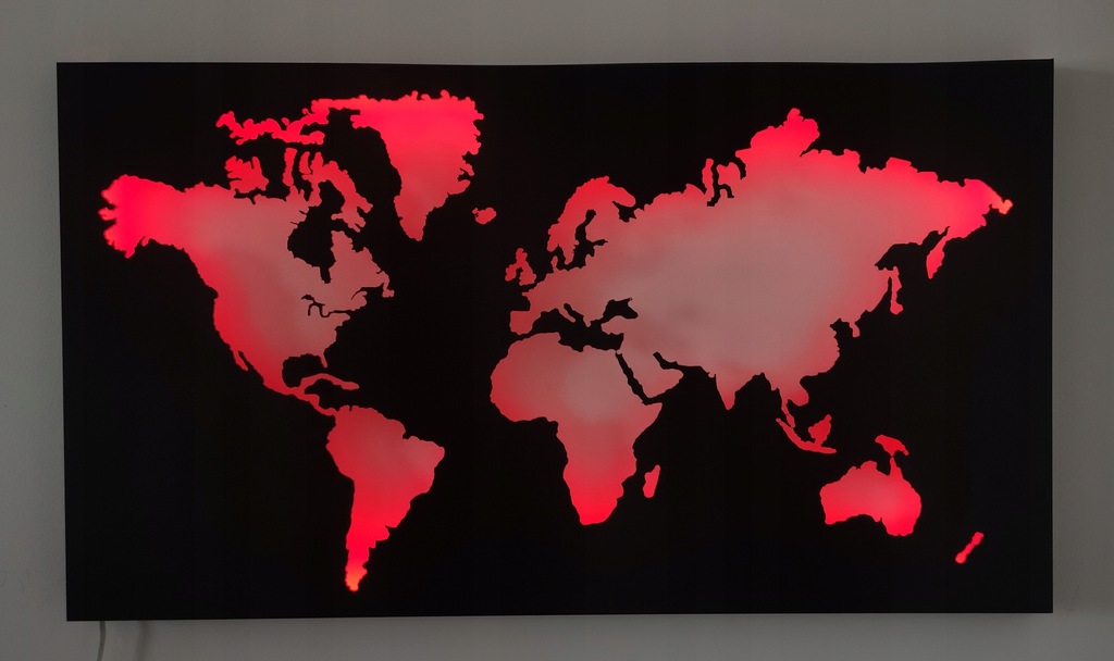 Mapa Świata 3D, podświetlana LED RGB, 80x45, pilot - 13975930854 ...