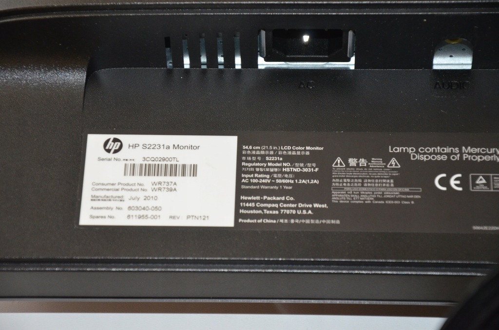 Monitor HP S2231a 21,5" 1920x1080 GDYNIA - 7803891294 - oficjalne ...