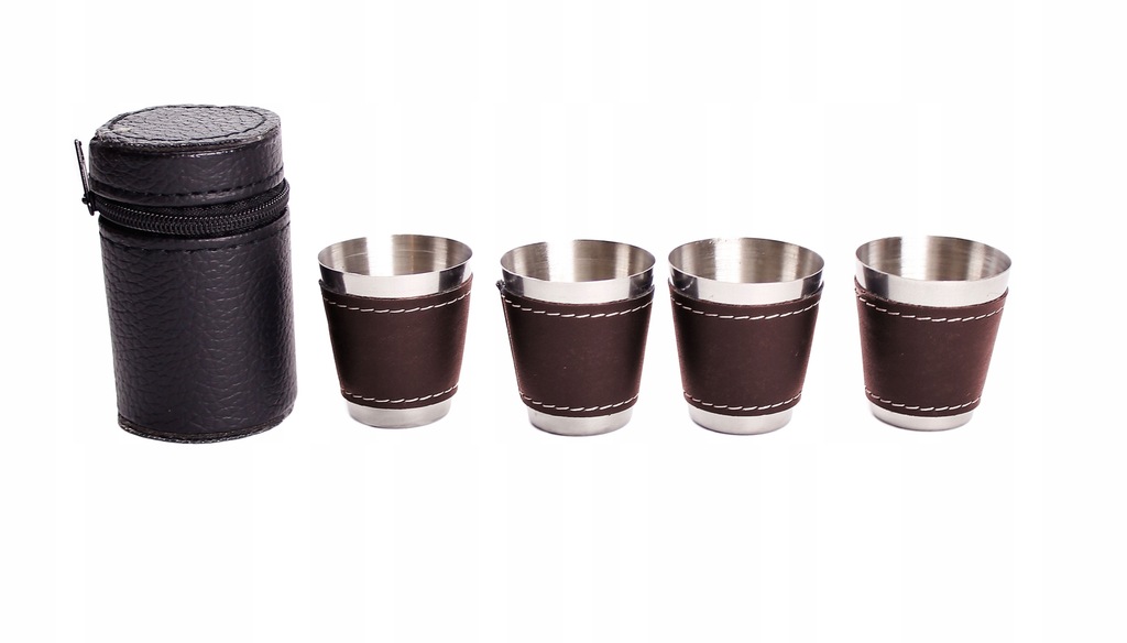 KIELISZKI TURYSTYCZNE MAŁE METALOWE 4szt w OPRAWIE - 14061917083 - oficjalne archiwum Allegro