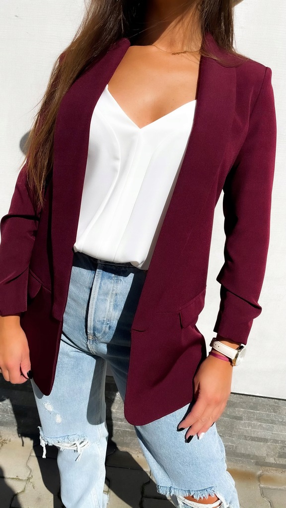 Marynarka Polwar długa żakiet Bordo 36 Carmine - 11181700202 ...