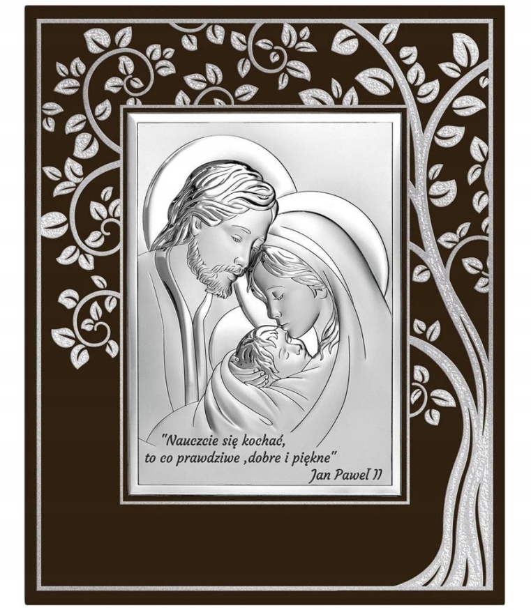 Srebrny duży obraz Święta Rodzina GRAWER GRATIS! - 11236340768 - oficjalne archiwum Allegro