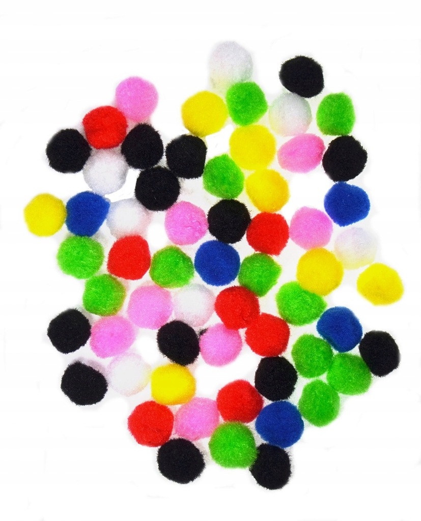 POMPONY DEKORACYJNE POMPONIKI 60 SZT MIX KOLOR - 12753084421 ...