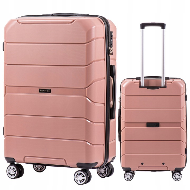 DUŻA WALIZKA PODRÓŻNA WINGS (L) PP05 ROSE GOLD - 13292403050 - oficjalne archiwum Allegro
