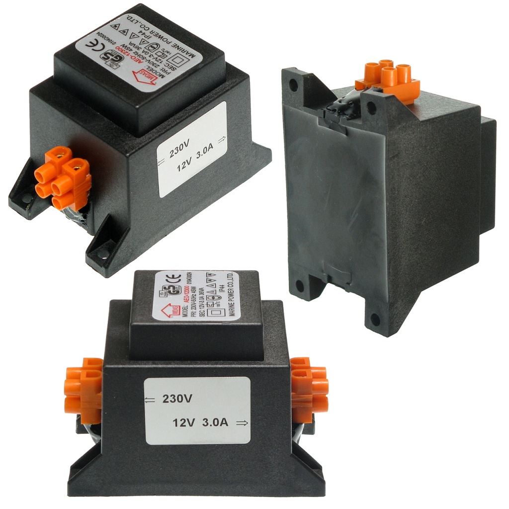 Zasilacz transformator zalewany 230V-12V 3A kostka - 7224420375 - oficjalne archiwum Allegro