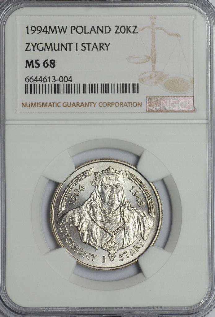 WN 20 000 zł 1994 Zygmunt I Stary - NGC MS68 MAX JEDYNA - 15263945233 - oficjalne archiwum Allegro