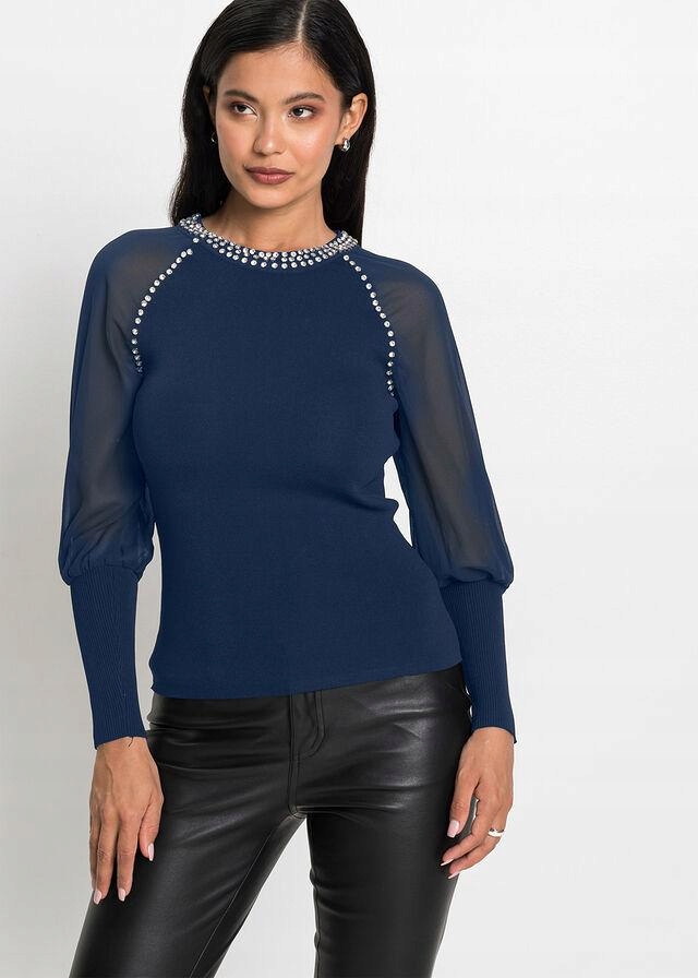 SWETEREK Z PRZEZROCZYSTYMI RĘKAWMI BODYFLIRT BOUTIQUE 44 - 16111746521 ...