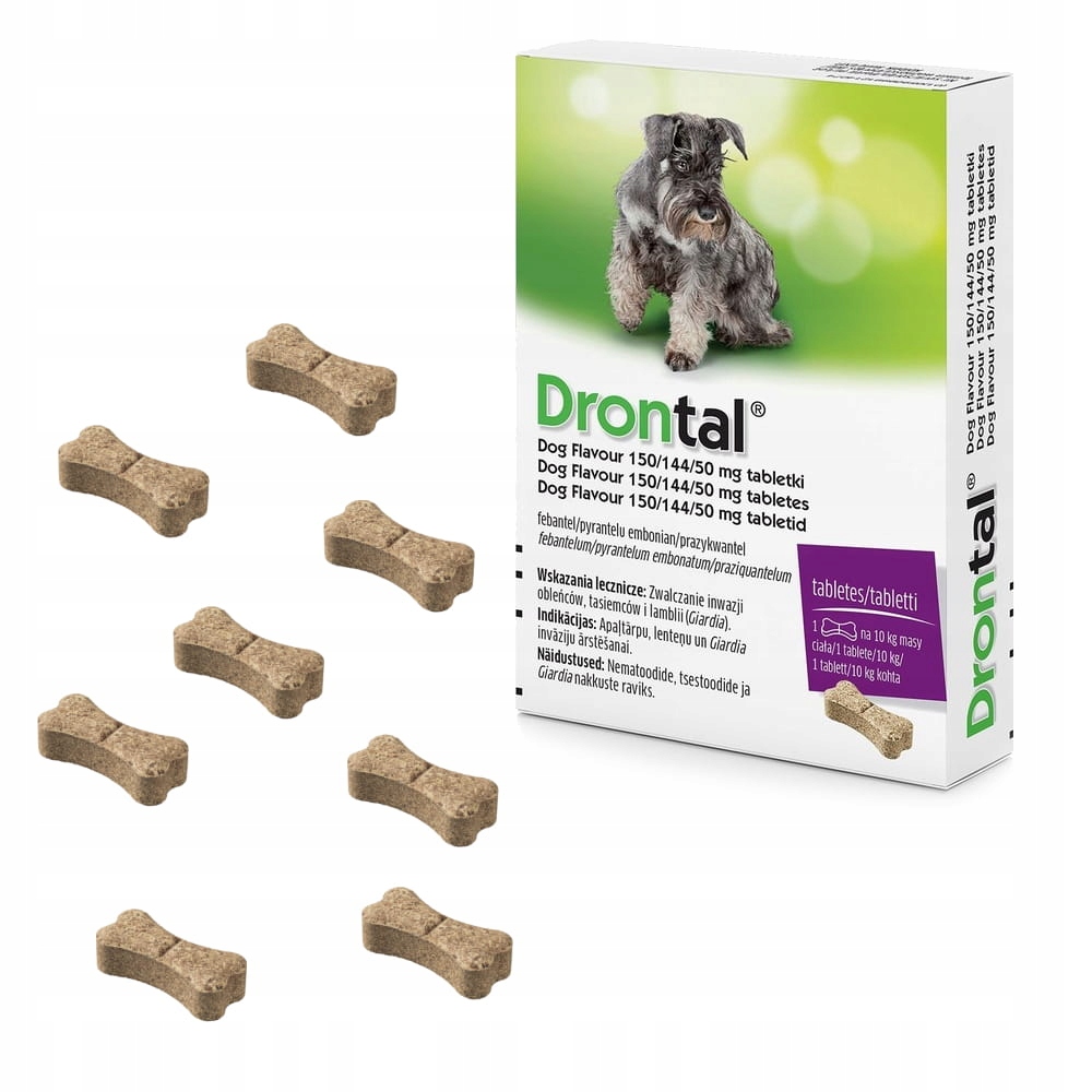 BAYER DRONTAL ODROBACZENIE DLA PSÓW do 10kg 8szt tabletki do ...
