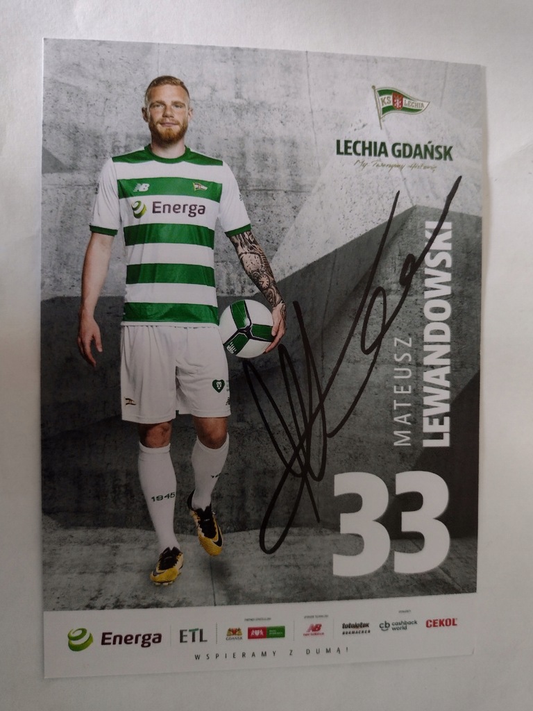 Karta klubowa Lechia autograf Lewandowski 2018/19 - 12862243845 ...