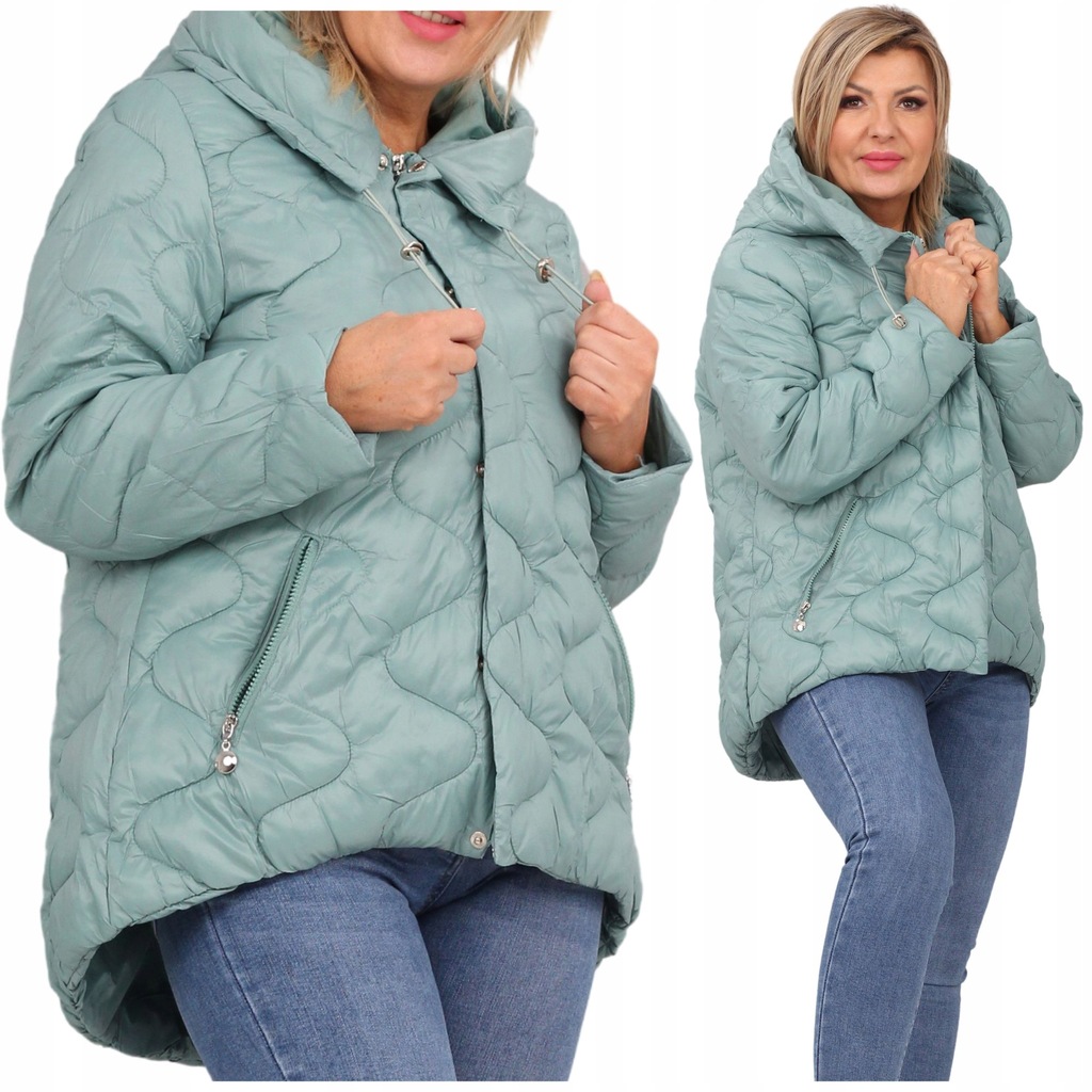 Kurtka damska wiosenna pikowana kaptur lekka 46-56 - 13390230134 ...