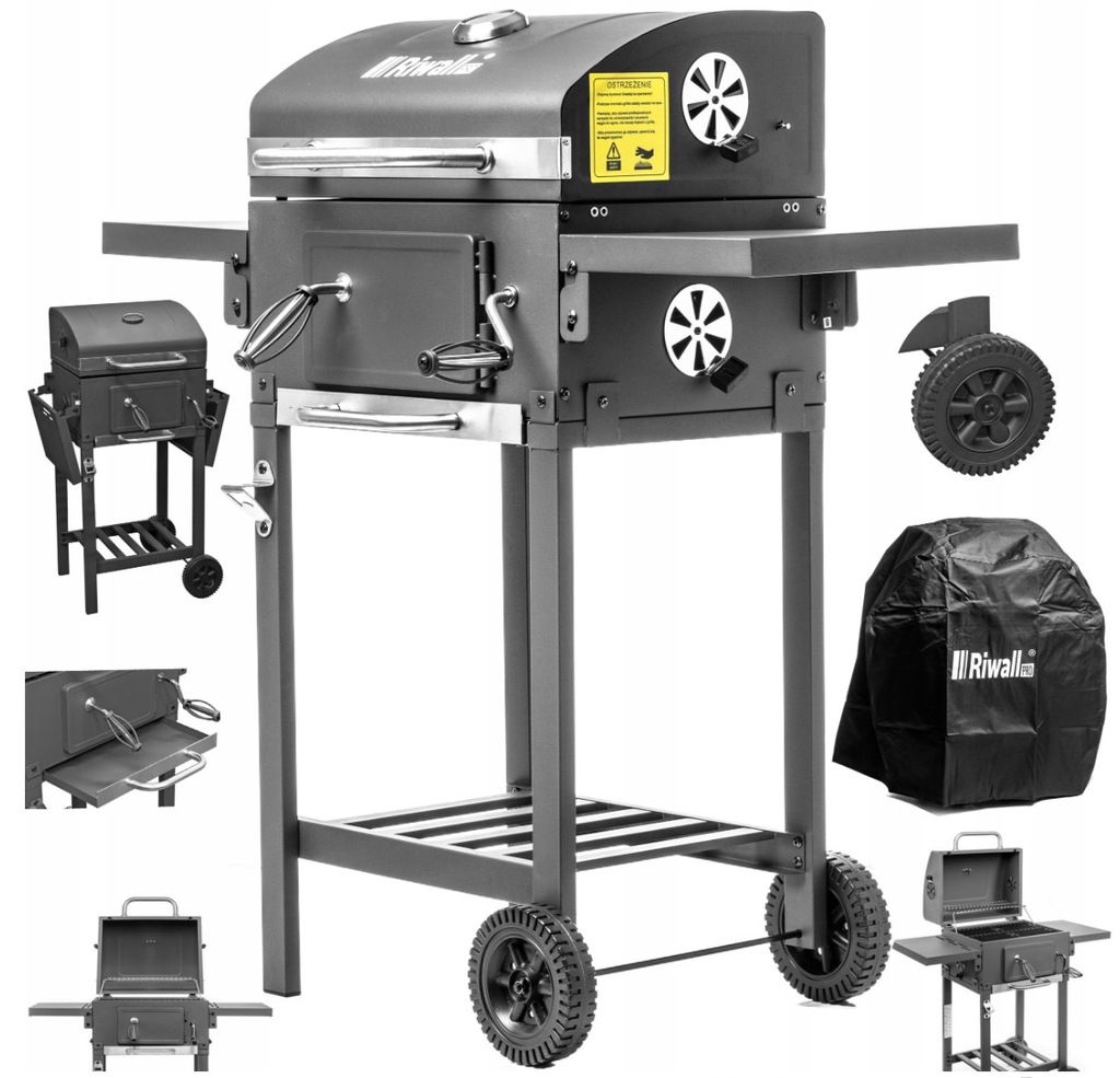 GRILL WĘGLOWY OGRODOWY POKRYWA POPIELNIK KORBA - 13929649657 ...